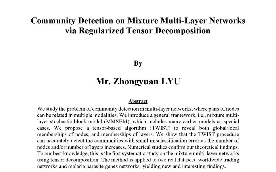 MATH - PhD Student Seminar - Community Detection on Mixture Multi-Layer Networks via Regularized ...